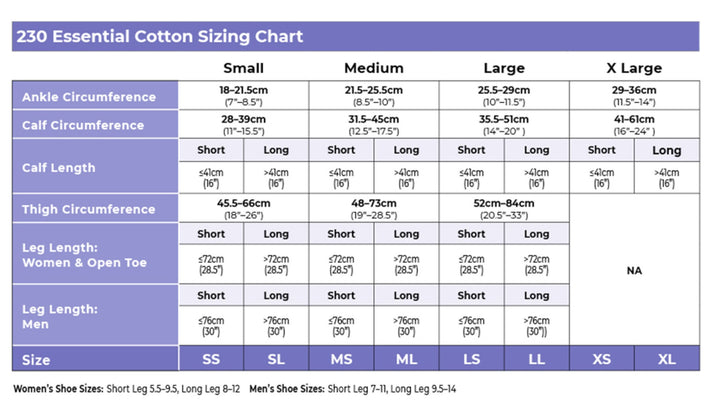 Opaque Size Chart – Sigvaris-YoU Compression Wear®