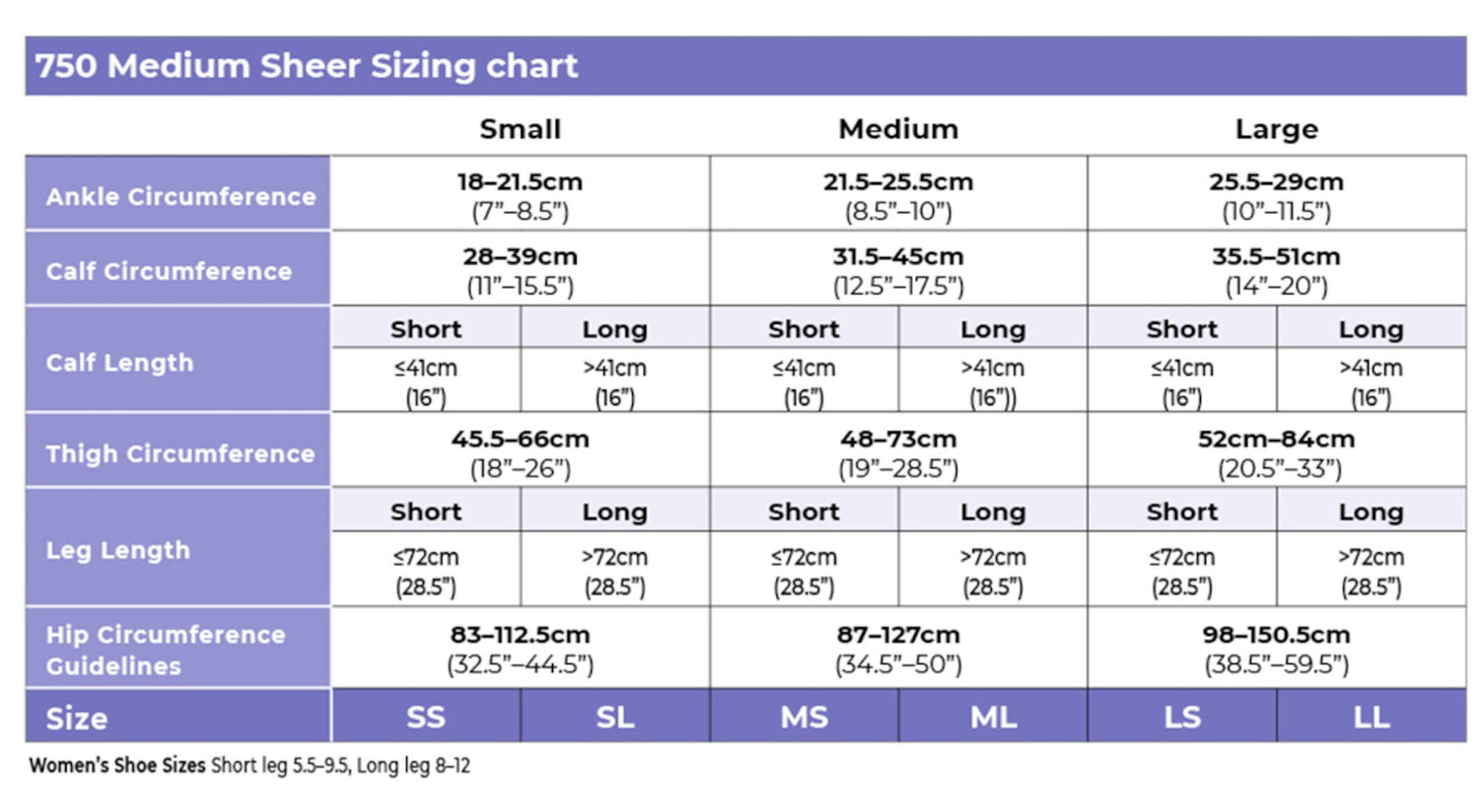 Sigvaris Size Charts – Sigvaris-YoU Compression Wear®