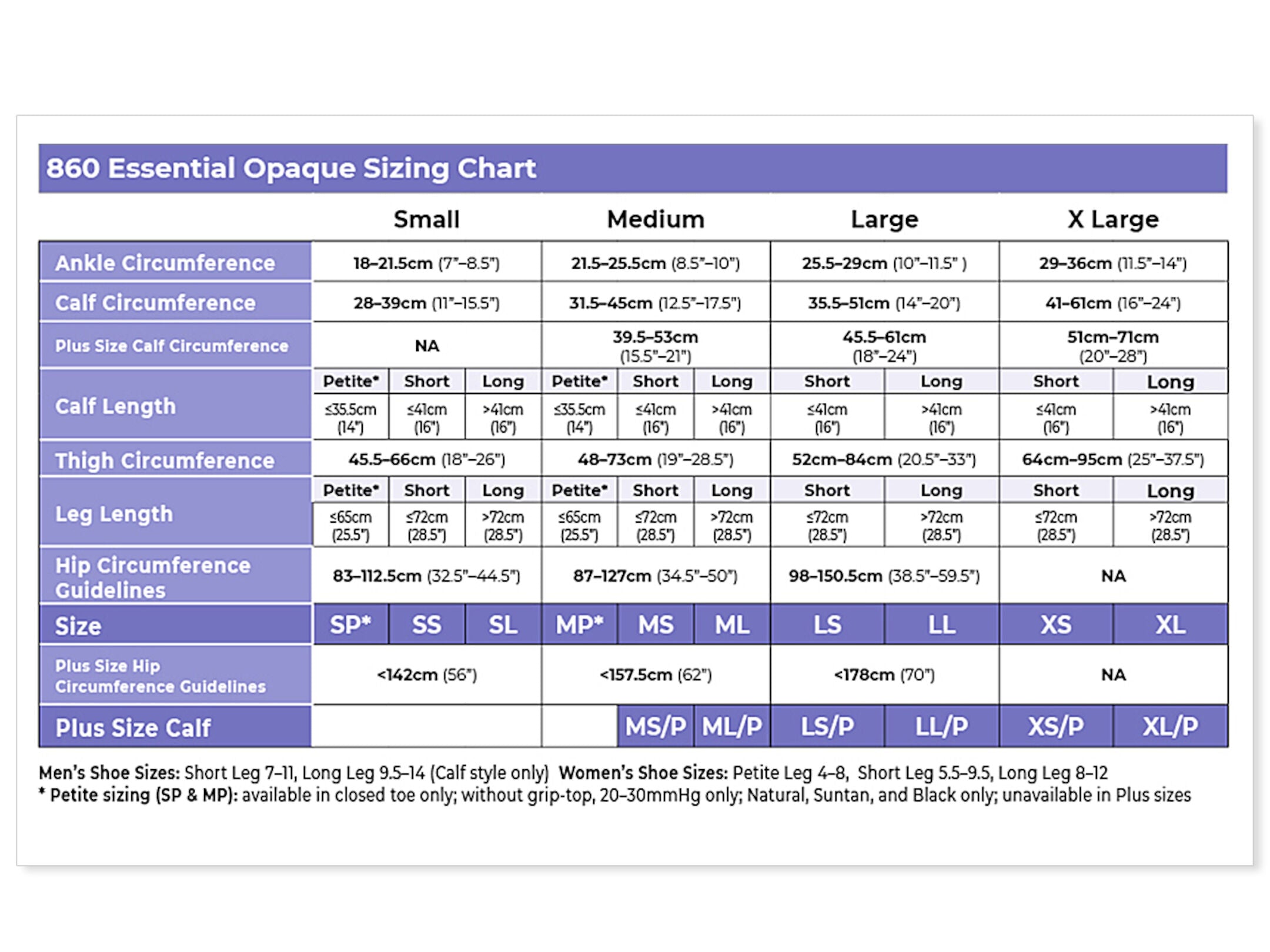 Sigvaris Size Charts – Sigvaris-YoU Compression Wear®