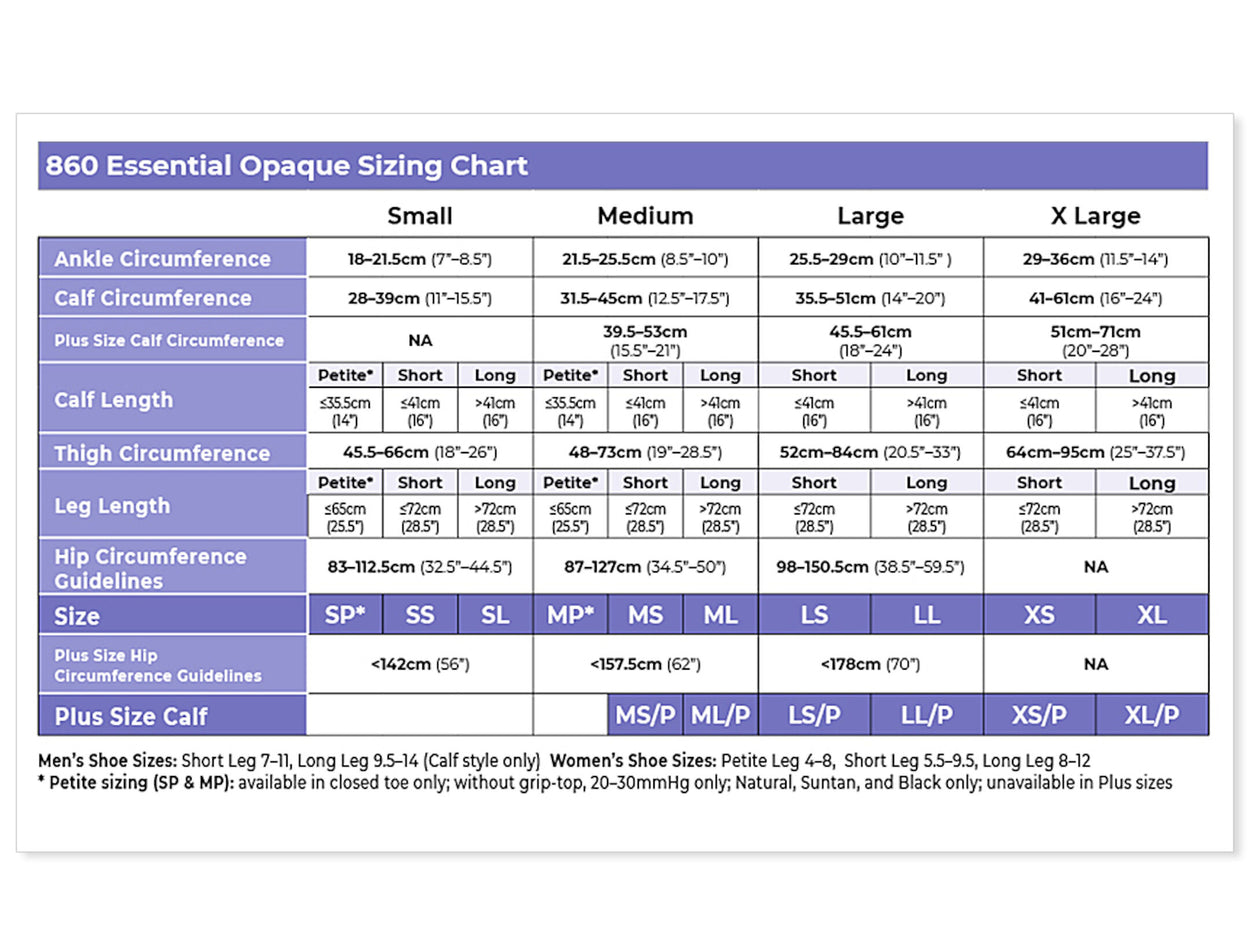 Sigvaris Size Charts – Sigvaris-YoU Compression Wear®