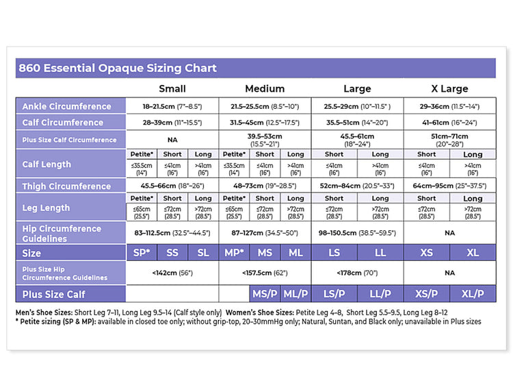 Sigvaris Size Charts – Sigvaris-YoU Compression Wear®